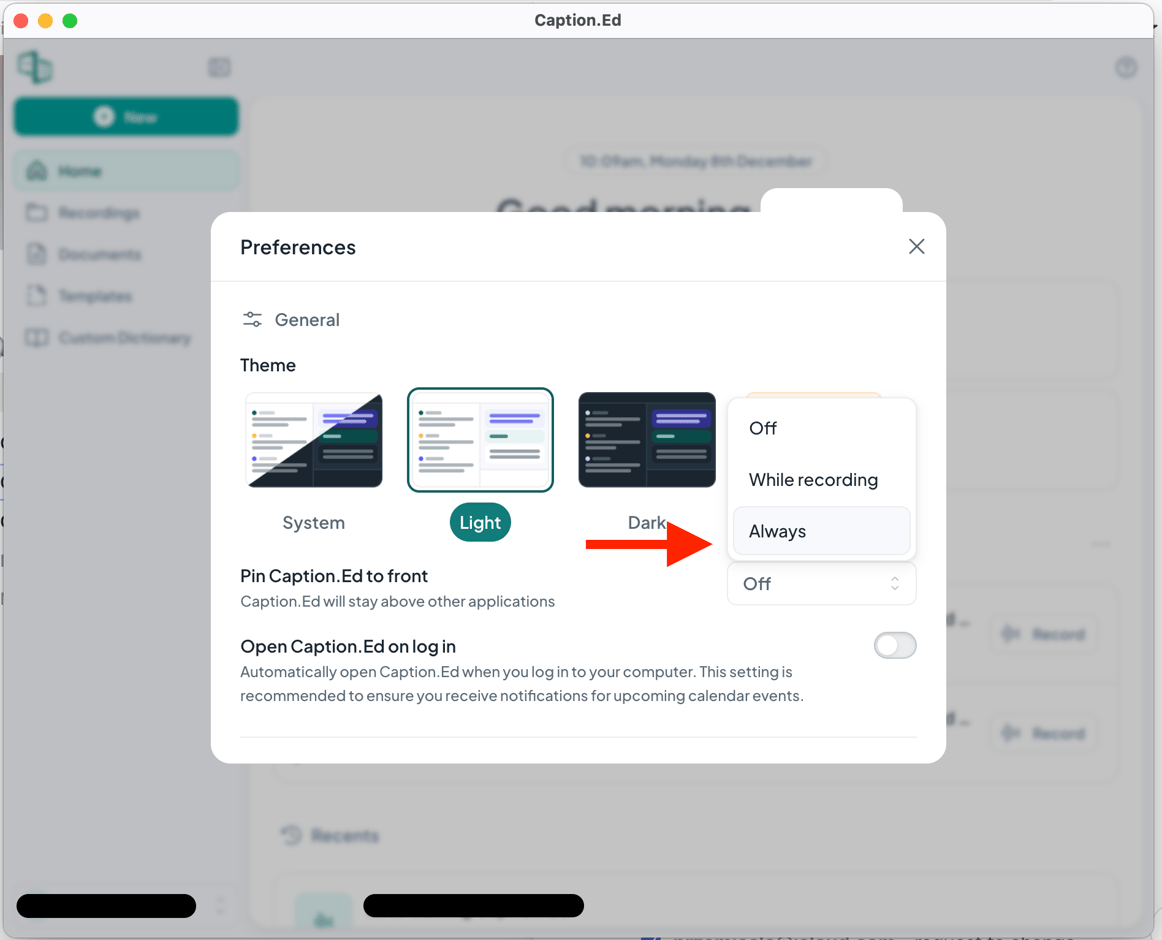 How to overlay Caption.Ed on desktop